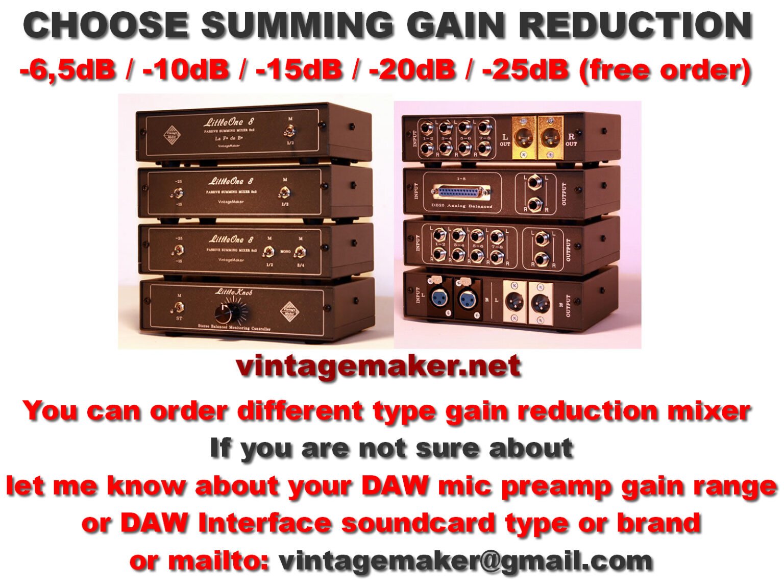 Mini Studio Summing Mixers - Desktop Custom Audio Box
