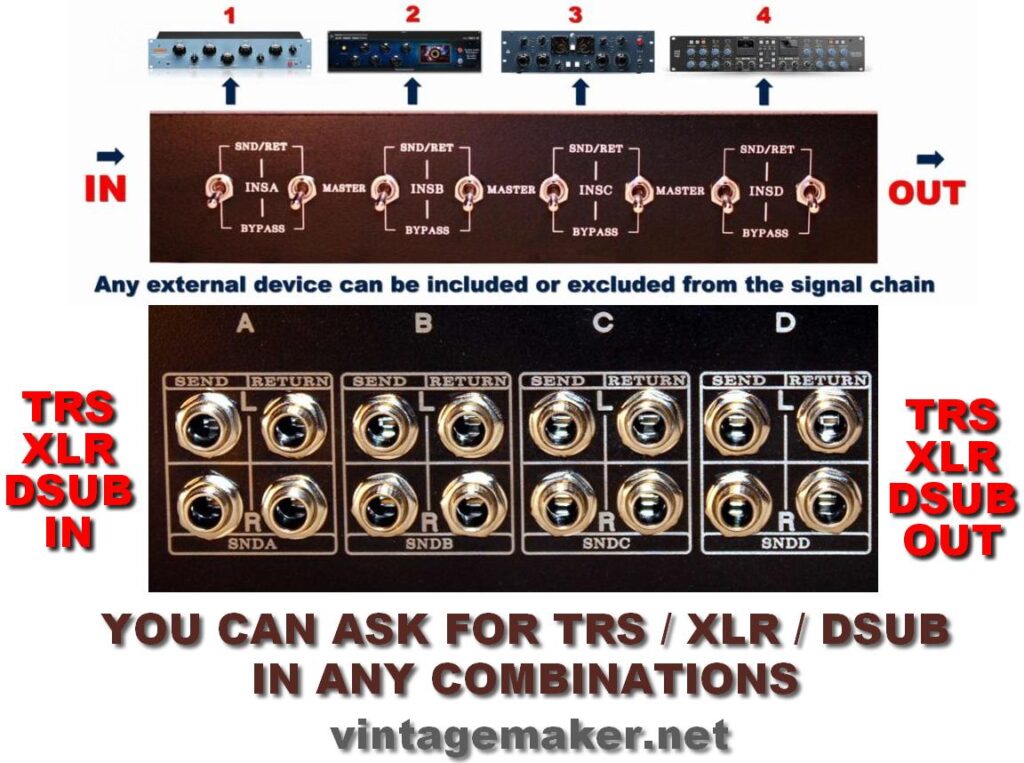 4 x Stereo TRS Mastering Insert Bypass studio switch - TRS or XLR I/O ...