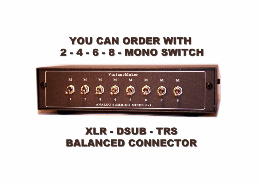 8-Input Summing Mixer - DSUB, TRS, or XLR (Select Connection Type) with 4x Stereo to 8, or 8x ...