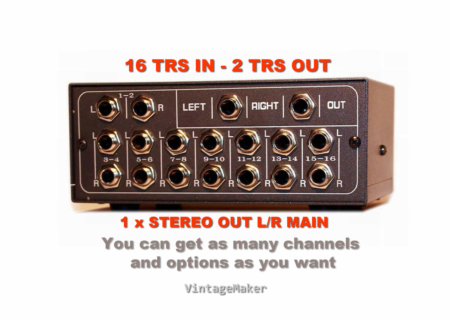 16-Channel Compact Desktop Analog Summing Mixer Box - DSUB TRS XLR ...