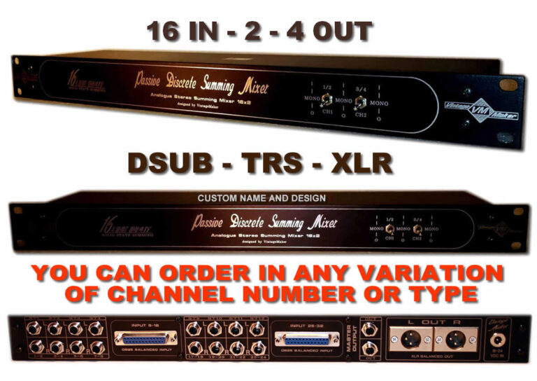 16 In - 2 or 4 Out Analog Passive Studio Summing Mixer DSUB -TRS or XLR ...