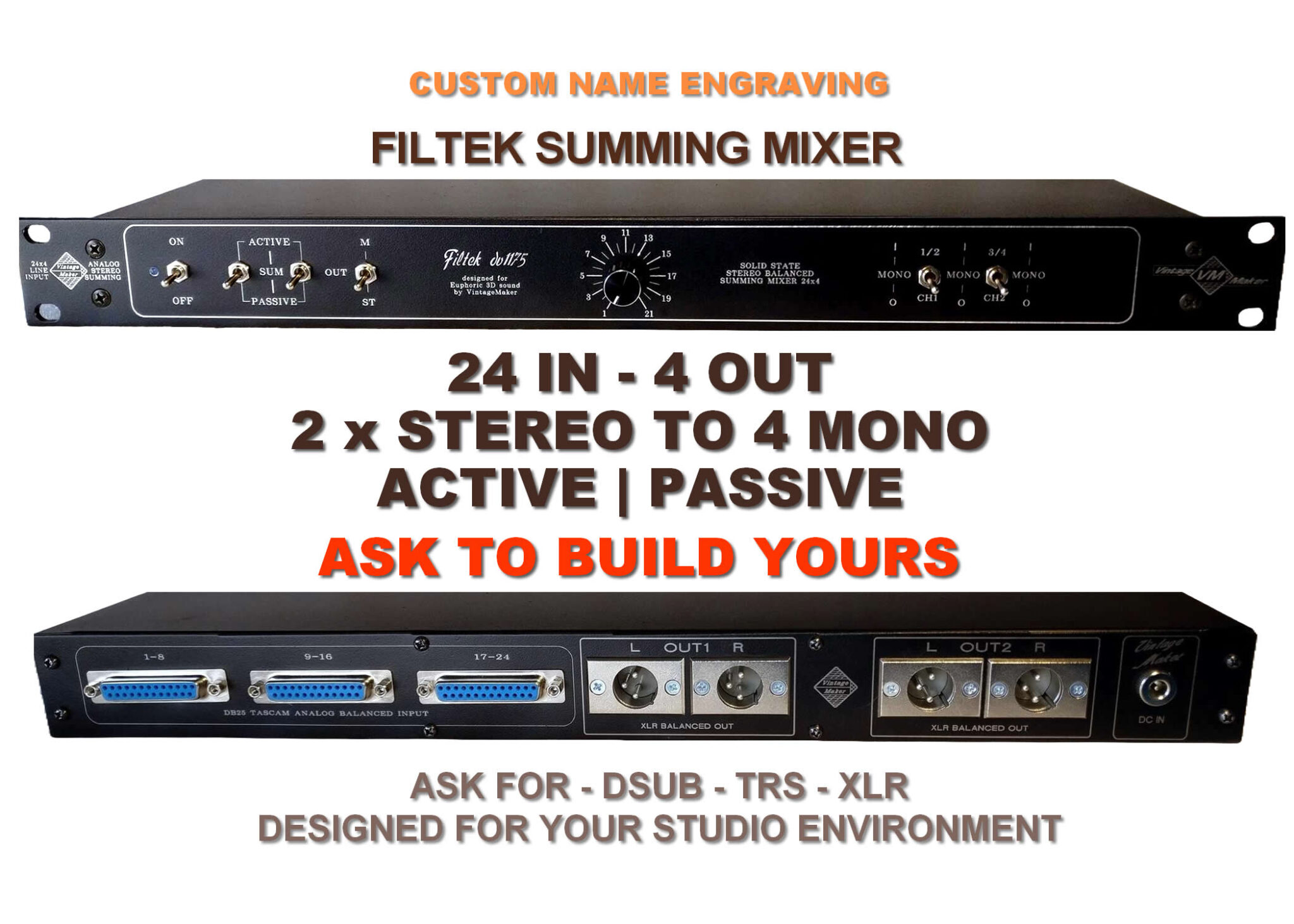 24 In - 4 Out Filtek Analog Summing Mixer