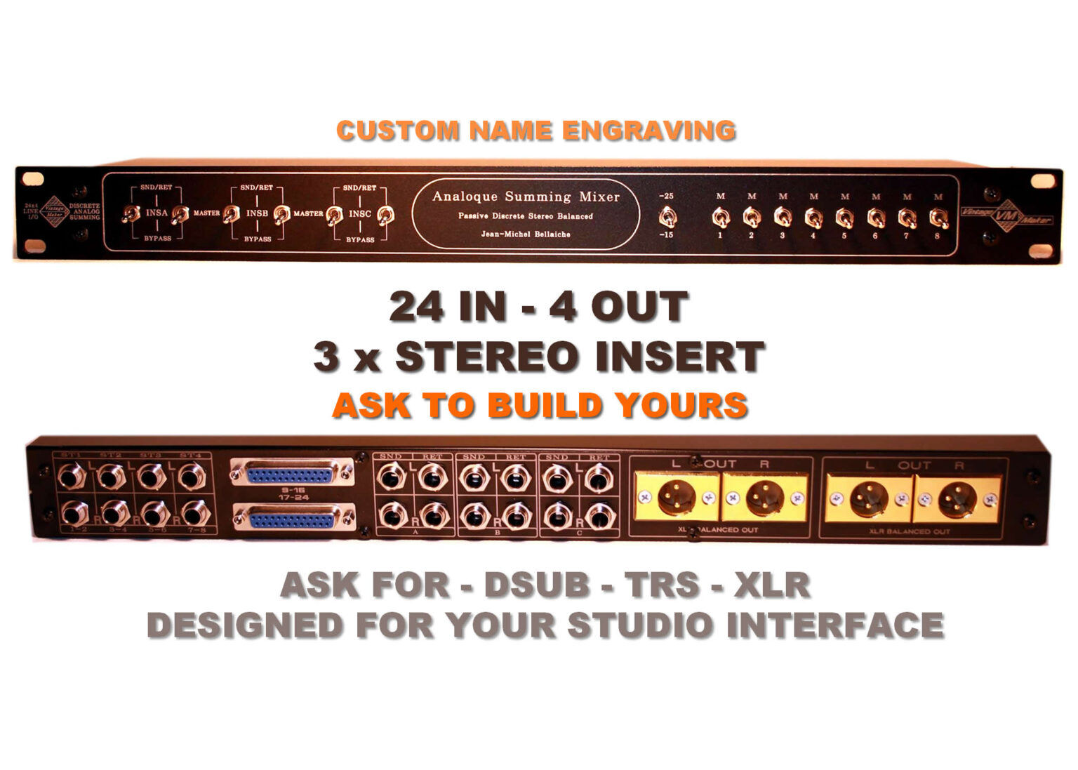24 Input Summing Mixer 3 x Stereo Insert 8 x Mono Switch