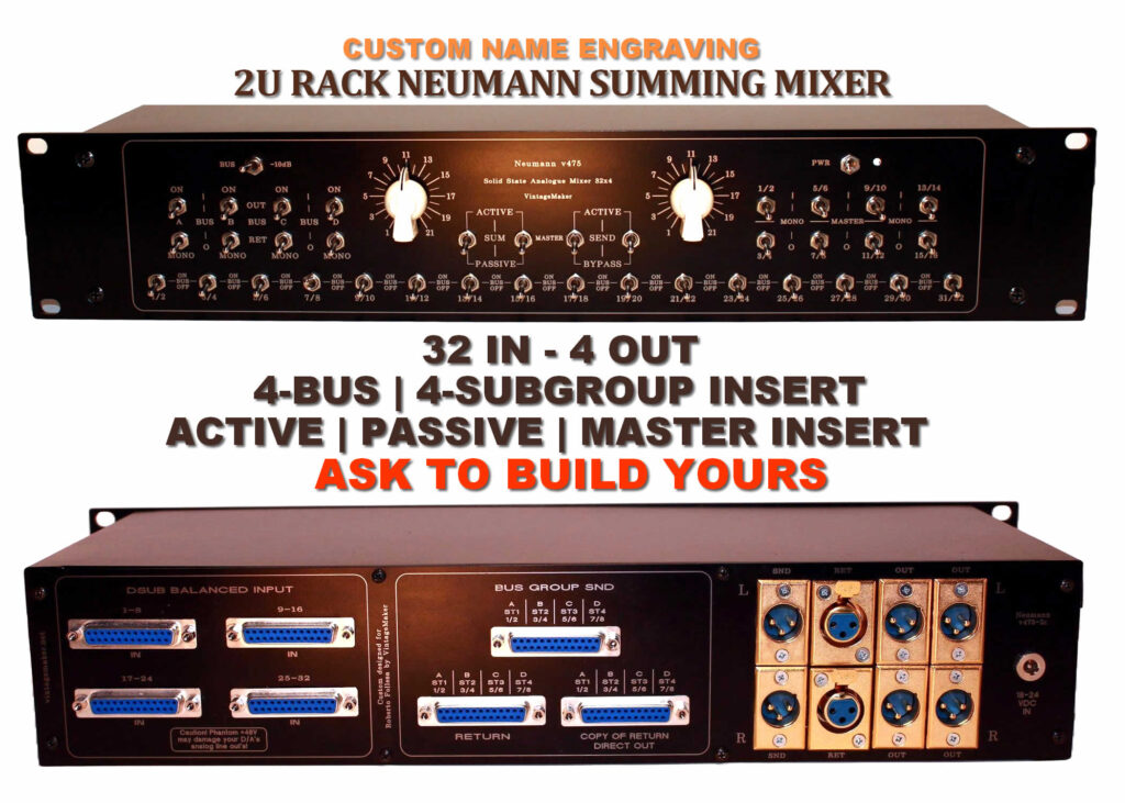 2U-Rack 32x4 Neumann Multibus 4-Subgroup Insert Analog Summing Mixer