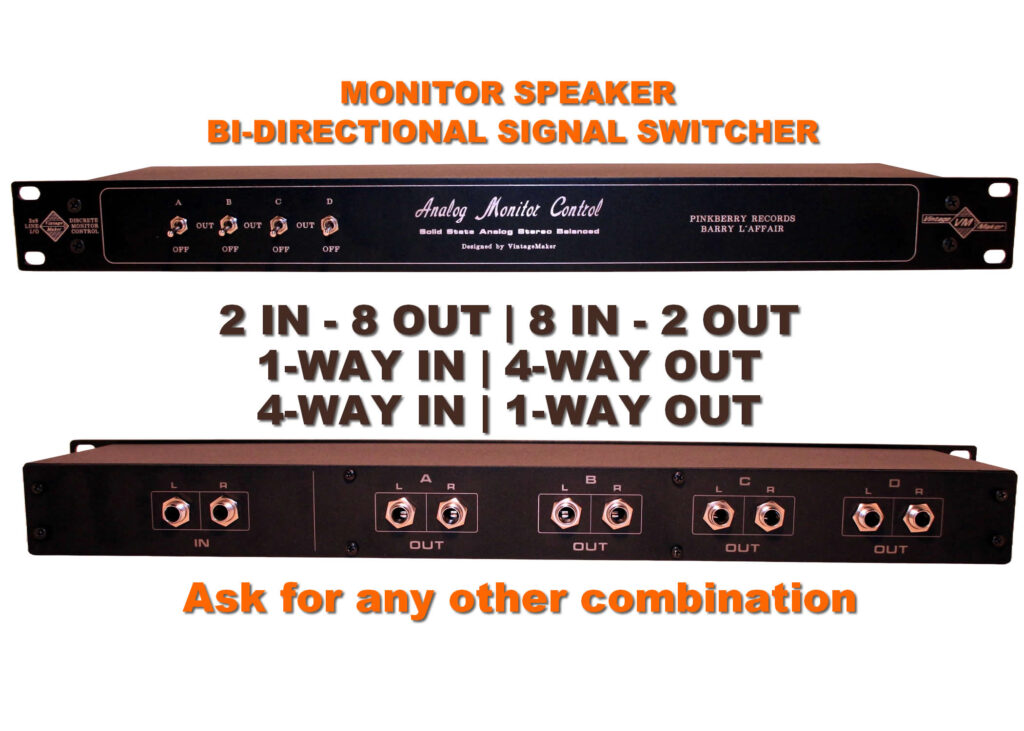 8×2 or 2×8 Monitor Switch TRS Balanced 1 Way In - 4 Way Out