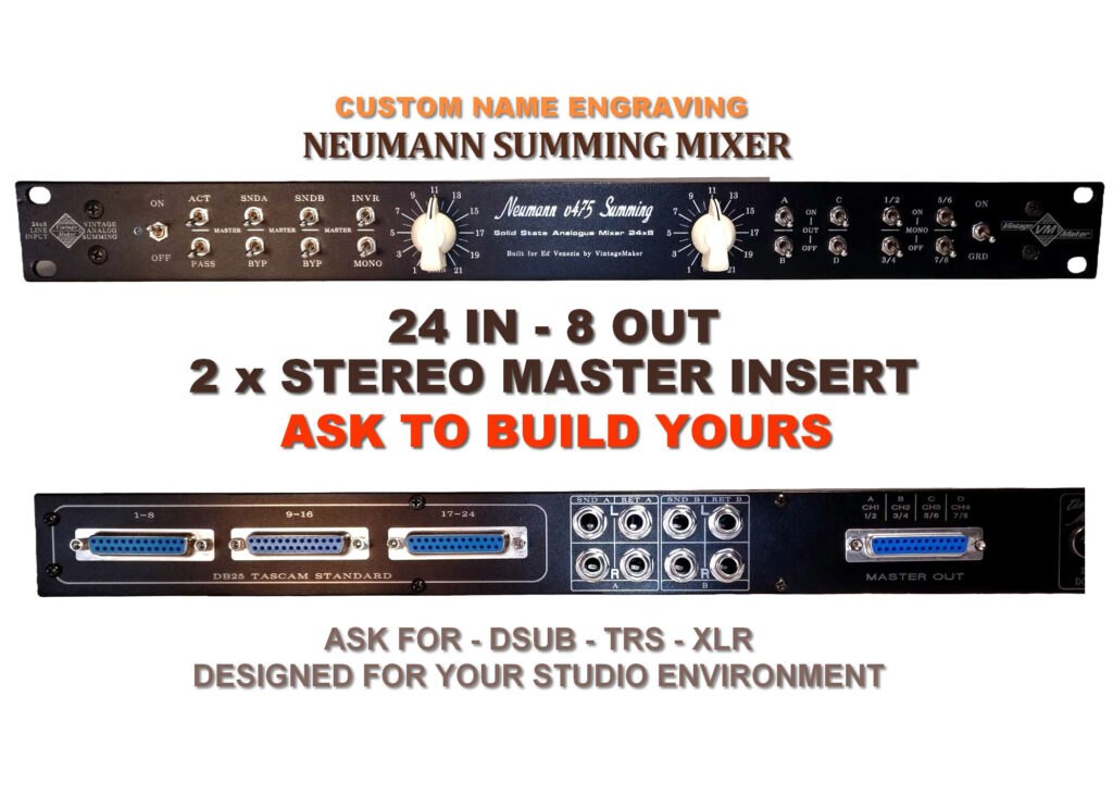 24x8 Analog Summing MixerDB25/DB25 4STM 2SND/RET Phase Mono OUT CTRL ...