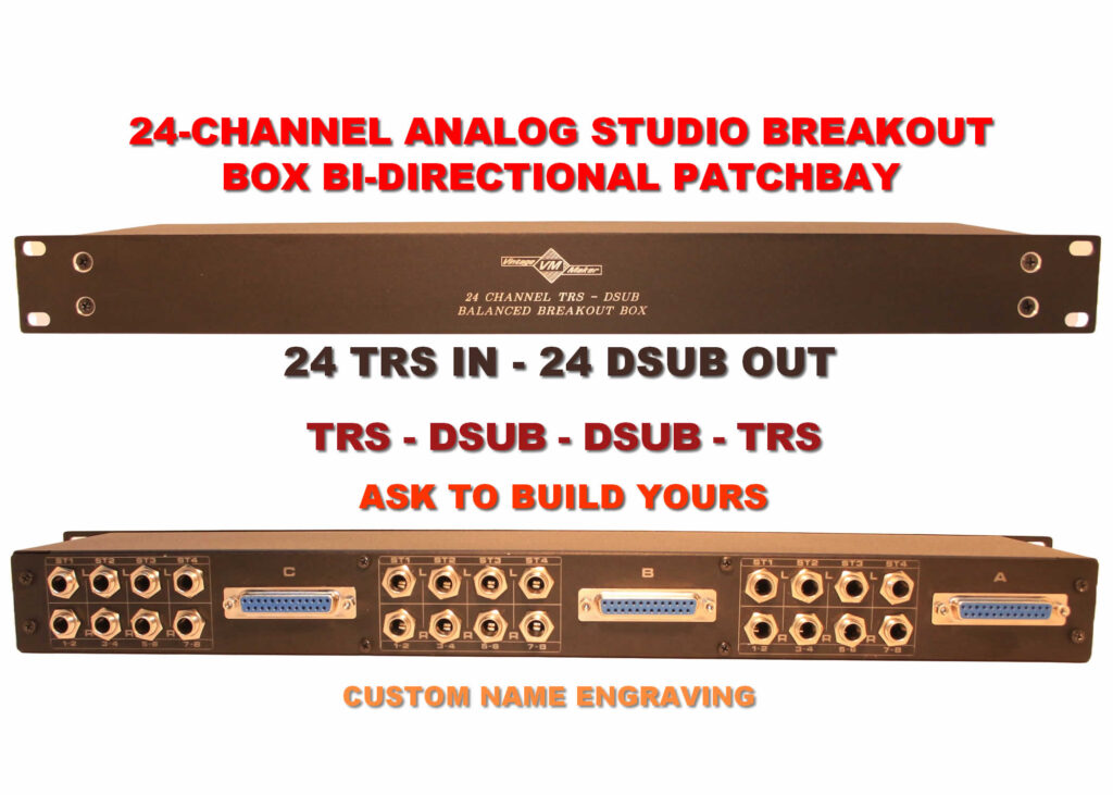 24-Ch Analog Studio Breakout Box Patchbay DSUB - TRS Bi-Directional