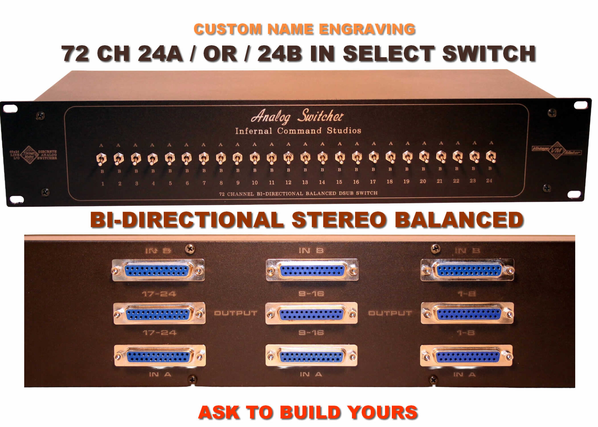 72 Ch - Dsub Analog Studio Signal Distributor AB Switcher