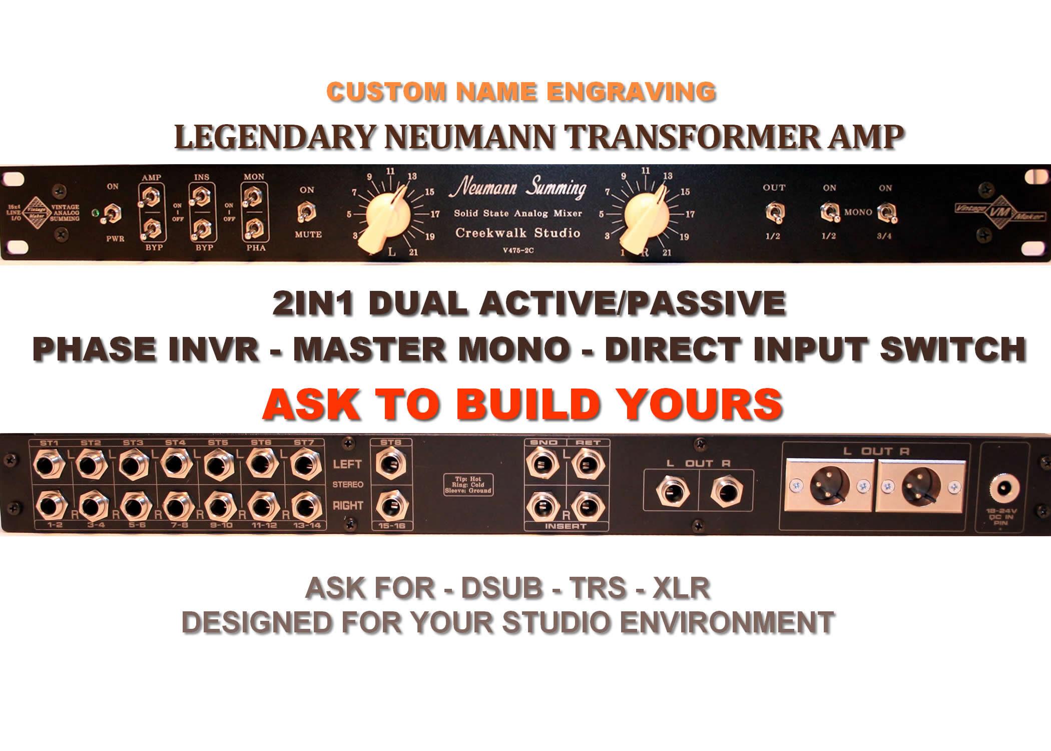 16×4 Neumann Studio Summing Mixer Phase Mono Monitor Switch