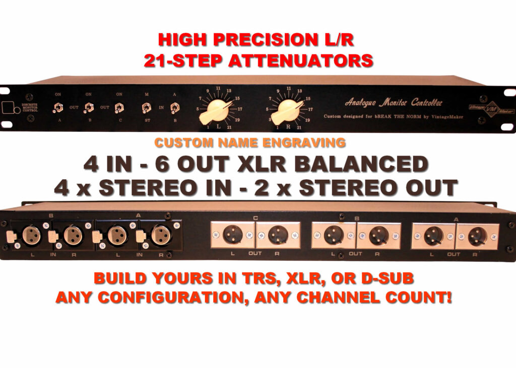 2-Way In / 3-Way Out XLR Studio Monitor Controller – Two Knobs (L/R ...