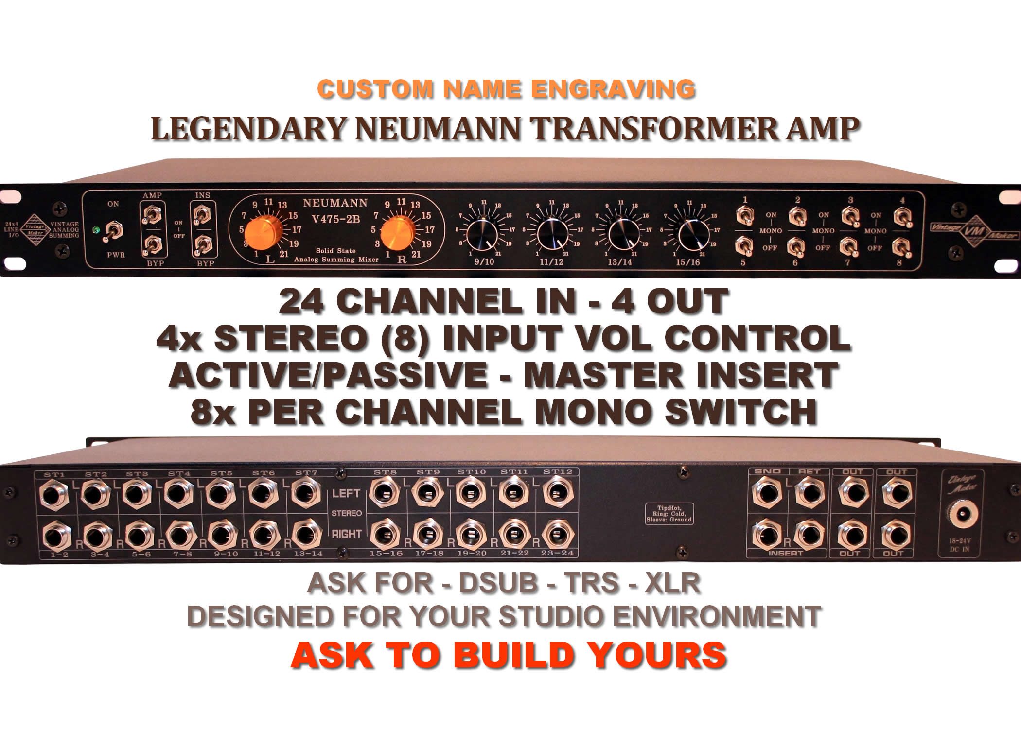 24×4 Neumann 2B - 4x Stereo Input Vol Control - 2in1 Active Passive ...